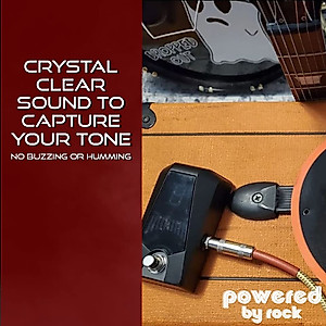 Powered By Rock Guitar Cable - 20 ft Instrument Cable for Electric Guitars and Bass Guitars - 1/4 Inch Cable with Right Angle Jack On One End to Secure Your Amp Cord - Braided Design