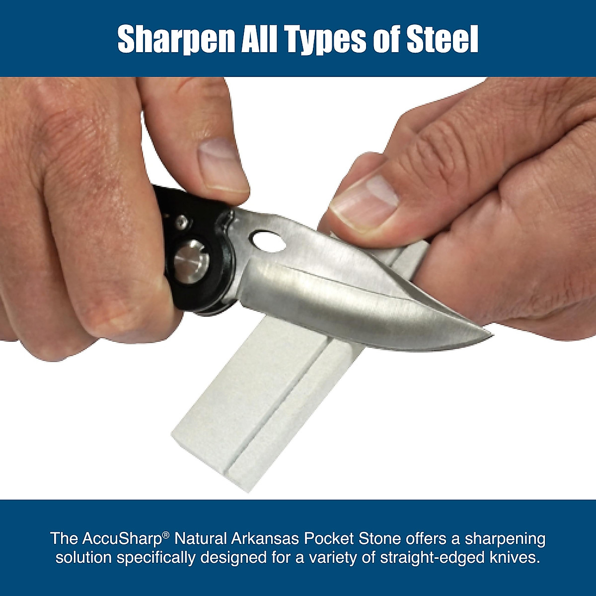 AccuSharp Pocket Stone Sharpener with Pouch, 3 Inch Dual-Sided Sharpening Stone for Knives, Fish Hooks, Camping, Hunting Knives, Restores, Repairs & Hones Blades, Natural