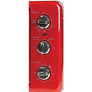 Nostalgia Oven, Toast, AirFry, Broil Functions Large Capacity Fits Slices of Bread Two 12 in. Pizzas-Includes Baking Pan and Frying Basket, 21 Qt, Metallic Red
