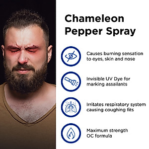 Mace Brand Chameleon Pepper Spray — Change Look of Spray with Included Skins, American Flag, Beach & Camo Patterns — 10’ Pepper Spray, Mace Self Defense Pepper Spray for Women/Men, Made in The USA