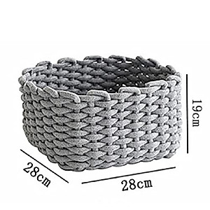 UXZDX Hand-Woven Thick Cotton Storage Box Toy Snack Key Sundries Storage Tray Basket Desktop Storage Box (Color : White)