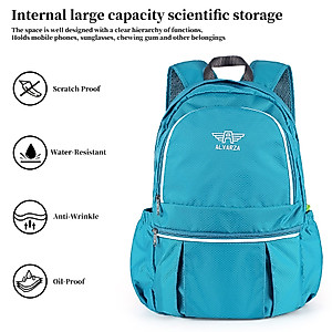 ALVARZA Hiking Backpack, 36L Water-resistant Lightweight Packable Daypack, Multi Function Folding Sling Bag for Travel Camping Outdoor Cycling, Bule