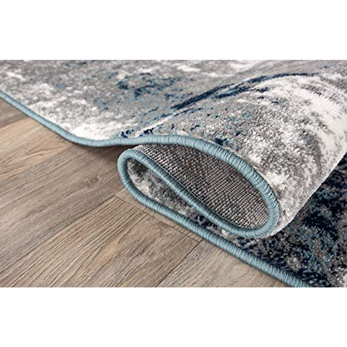 Rugshop Contemporary Abstract Distressed Area Rug 7'10" x 10' Blue