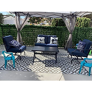 Merrycolor Set of 4 Outdoor/Indoor Pillow Covers 18x18 Waterproof Navy Blue and White Floral Decorative Pillow Covers Outdoor Pillows for Patio Furniture