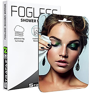 Stratazon Shower Mirror Fogless for Shaving, New Anti-Fog Replaceable Shields, Hard Water Resistant, 3m Razor/Mirror Hook, Ultra Suction, Easy Install, Shower Mirror, Large (7x10)