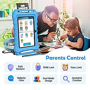 Kids Tablet, 7 inch Tablet for Kids 3GB RAM 32GB ROM, Android 12.0 Toddler Tablet with Dual Camera, WiFi, Bluetooth, Parental Control, Shockproof Case, YouTube, Netflix, Children Tablet for Toddlers