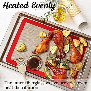 Small Silicone Baking Mats Quarter Sheet Baking Mats Non Stick Silicone Oven Liners, BPA Free, Professional Grade Silicon Baking Sheet for Cookies, Macarons Bread & Pastry, Toaster Pad Set of 3 Pack