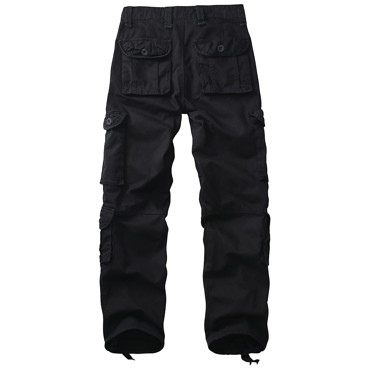 Roqiome Black Cargo Pants for Men Cotton Casual Military Army Combat Work Pant with 10 Pockets (30W)