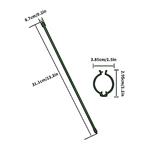 12 Inch Plant Support Stakes, with Adjustable Retaining Ring Green Plant Sticks Support Stakes for Indoor and Outdoor Plants,Flowers,Climbing(10Pcs)