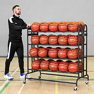 FORZA Portable Sports Ball Cage & Cart | Storage for Basketballs, Footballs, Volleyballs and More! - Securely Stores Up to 40 Balls (Ball Cart, 40 Ball Capacity)