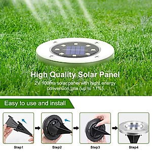 ZGWJ Solar Ground Lights,16 Pack Waterproof Solar Garden Lights, Upgraded Outdoor Garden Waterproof Bright in-Ground Lights, Landscape Lights for Pathway,Yard,Deck,Lawn,Patio,Walkway White