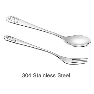 PandaEar 6 Piece Kids Silverware Cutlery Flatware Set |Toddler Baby Child Stainless Metal Utensils Baby Metal 3 Spoons 3 Forks (410 Stainless Steel)