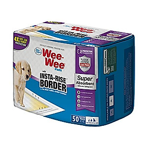 Four Paws Wee-Wee Super Absorbent Dog Pads with Insta-Rise Border - Dog & Puppy Pads for Potty Training - Dog Housebreaking & Puppy Supplies - 22" x 23" (50 Count),White