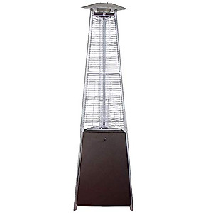 Hiland NG-GT-BRZ Natural Gas Commercial Glass Tube Patio Heater w/Wheels, 42,000 BTU, Variable Heat Control, Pyrmaid, Bronze