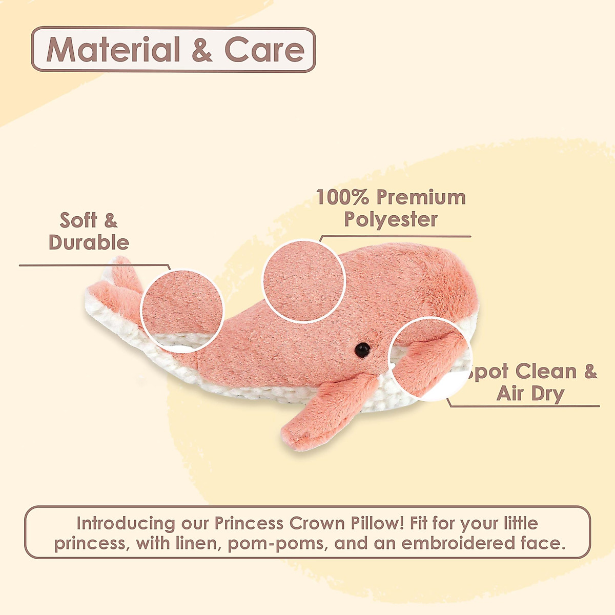 MON AMI Coral The Whale Stuffed Animal – 12”, Whale Plush Toy, Use as Toy or Nursery Room Décor, Great for Kids of All Ages, Ocean Animals