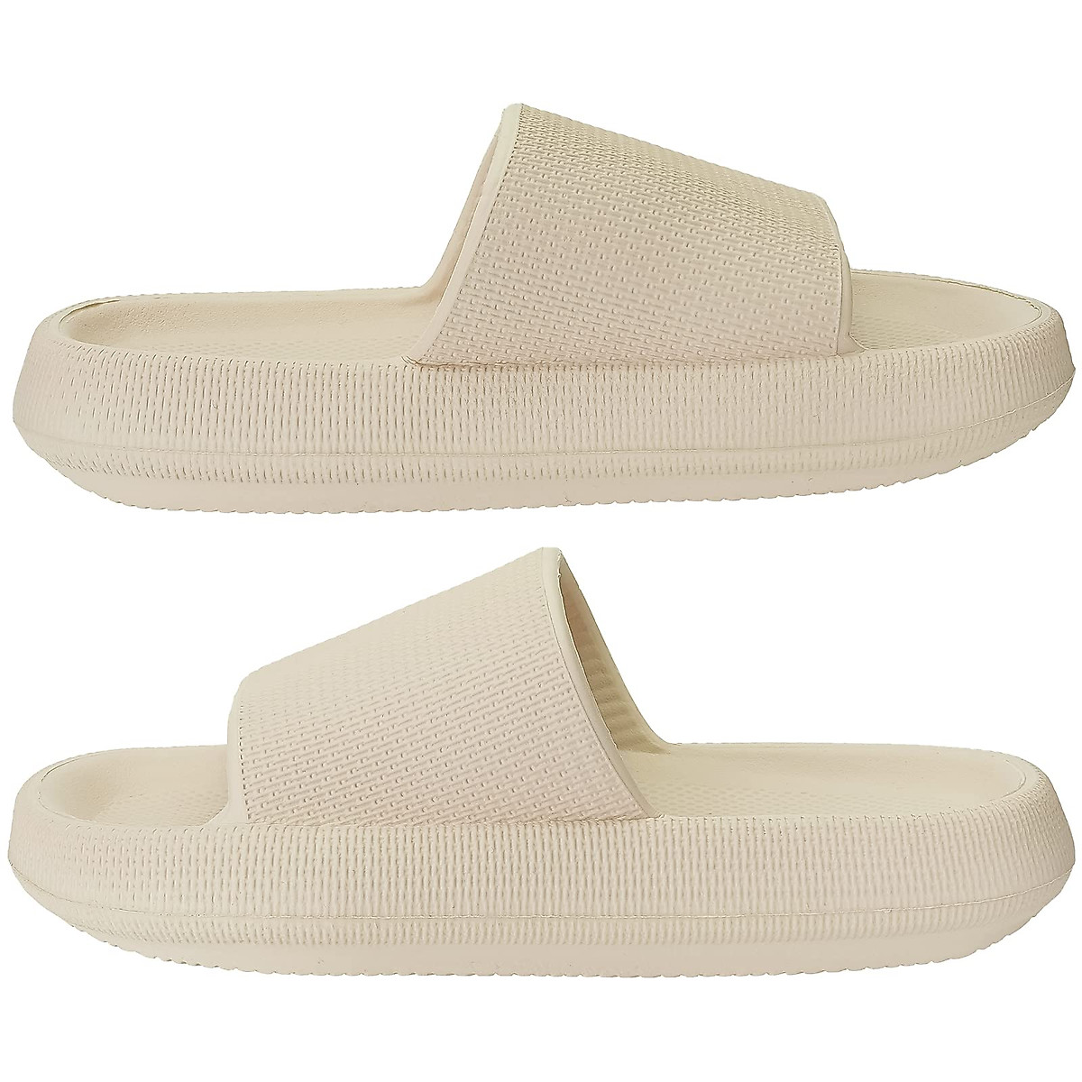 Joomra Womens Shower Slippers Slides Cushion for Mens Foam Female Pillow House Antislip Slipers Pool Beach Spa Garden Sandals for Ladies Male Sandles Khaki 42-43