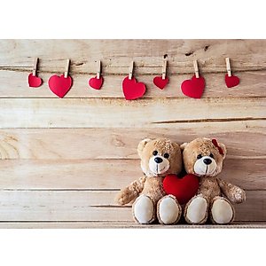 LYWYGG 7X5FT Valentine's Day Backdrops Mother's Day Decoration for Photography Valentines Party Banner Backgrounds Mom Photo Backgrounds Wooden Wall Photography Backdrops for Child CP-129