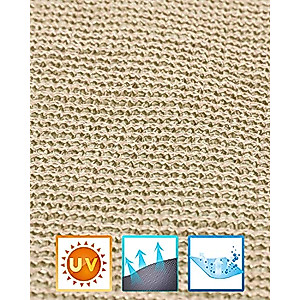 Fuairmee Sun Shade Sail 10' x 13' Beige Rectangle Shade Sail UV Block Fabric Sunshades for Patio Garden Backyard Outdoor Pergola Canopy Cover Sunshade Sails
