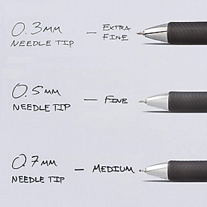 Pentel EnerGel RTX Retractable Liquid Gel Pen, (0.3mm) Needle Tip, Extra Fine Line, Black Ink, 3-Pk (BLN73BP3A)