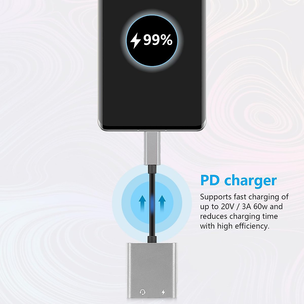 PEPPER JOBS USB-C to 3.5 mm Headphone Jack Adapter 2-in-1 USB-C to AUX Adapter with Fast Charging, Compatible with Samsung Galaxy S21 Series and More (C2PDA)