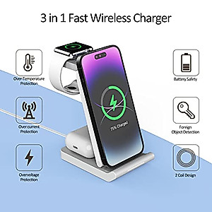 Wireless Charging Station,Wireless Charger Stand 3 in 1 Compatible for iPhone14/13/12/11/Pro Series,for Watch7/6 Series,Airpods 3/2/Pro.
