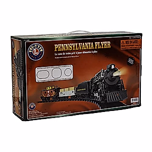 Lionel Battery-Operated Pennsylvania Flyer Freight Toy Train Set with Locomotive, Train Cars, Track & Remote with Authentic Train Sounds, & Lights for Kids 4+