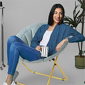 Urban Lifestyle Velvet Channel Stitch Saucer Chair, Grey