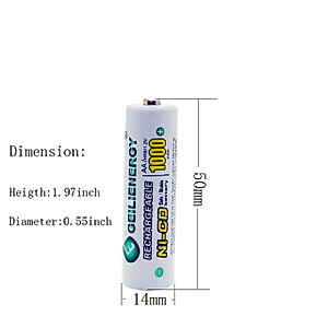 GEILIENERGY Solar Light AA Ni-CD 1000mAh Rechargable Batteries,AA Rechargeable Batteries for Solar Lights Solar Lamp(Pack of 8)