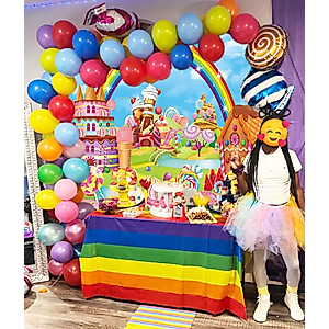 Candyland Theme Party Backdrop Cartoon Rainbow Lollipop Sweet Donut Ice Cream Photography Background for Kid Adult Ice Cream Birthday Party Decoration Banner Baby Shower Photo Props