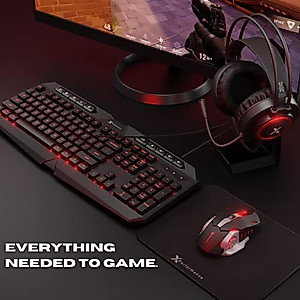 Gaming Keyboard and Mouse and Headset and Mouse Pad, X9 Performance 4 in 1 RGB Gaming Bundle Set Up to Game - Gaming Mouse and Keyboard Combo Kit Works with Xbox One, PS5, PS4