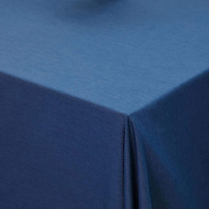 Tableclothsfactory 85" x 85" Dark Blue Faux Denim Polyester Table Overlays Square Tablecloth Cover for Wedding Party Event Banquet