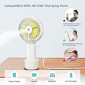 Portable Misting Fan, Handheld Personal Mist Fan, Battery Operated Rechargeable Mini Mister Fan 2500 mAh with Water Spray, Small Cooling Up to 7.8h for Travel, Desk, Camping