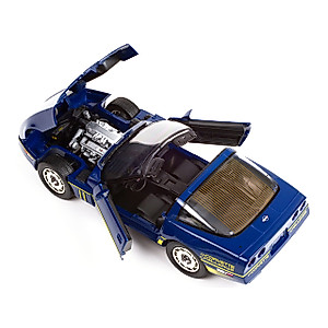 Greenlight Collectible 1988 Chevy Corvette C4 Dark Blue with Yellow Stripes Corvette Challenge Race Car 1/18 Diecast Model Car by Greenlight 13597