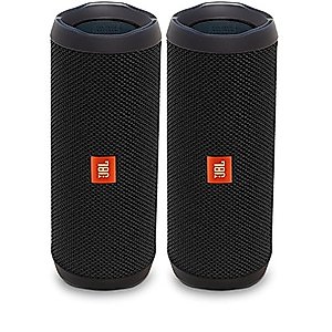 JBL Flip 4 Waterproof Portable Wireless Bluetooth Speaker Bundle - (Pair) Black