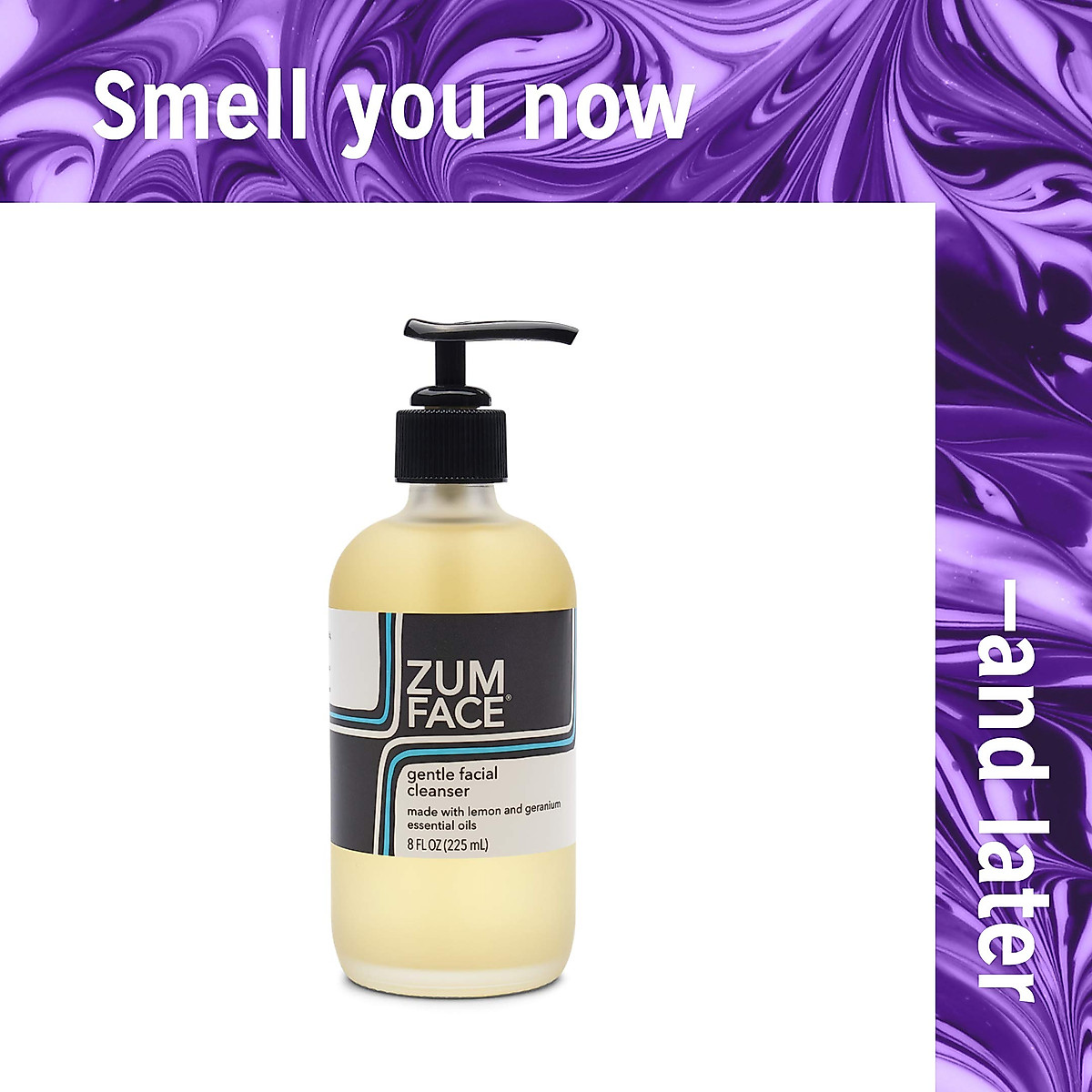 Indigo Wild Zum Face Gentle Facial Cleanser - Natural Skincare Product - Moisturizing Face Care with Coconut Oil, Olive Oil & Jojoba Oil - Lemon & Geranium Scent - 8 fl oz