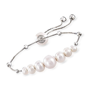Ross-Simons 4-9.5mm Cultured Pearl Bolo Bracelet in Sterling Silver