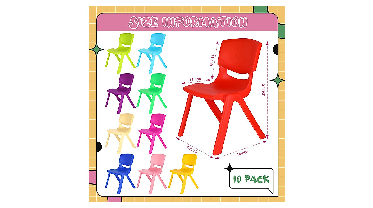 Buy FairySandy 10 Pcs Stackable Preschool Chairs - Bright & Safe