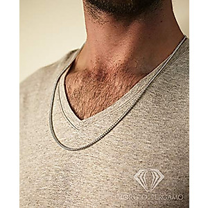 925 Italian Sterling Silver 2mm Solid Franco Chain, Rhodium Plated Square Box Link Necklace, Giorgio Bergamo (24)