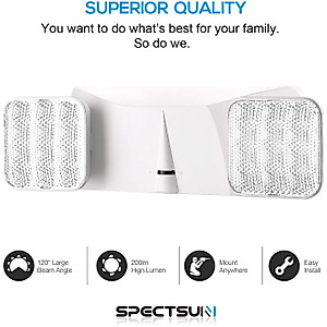SPECTSUN 12 Pack White Emergency Lighting with 2 LED Heads White Emergency Exit Fixture and Battery Backup -UL 924 Certified and CEC Qualified Emergency Light,ABS housing,Adjustable Light Heads