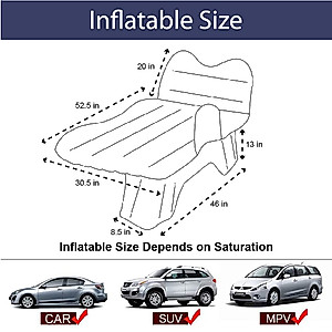 Car Air Mattress, Inflatable Car Mattress for Back Seat, Car Bed with Air Pump, Home Sleeping Pad (TM Blue)