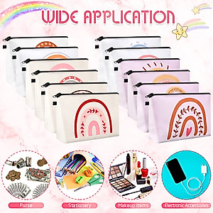 Sanwuta 12 Pieces Cosmetic Bags Makeup Bags Printed Roomy Toiletry Bag Waterproof Beauty Bag Organizer Pouches with Zipper Makeup Accessories for Women Girls (Rainbow Style)