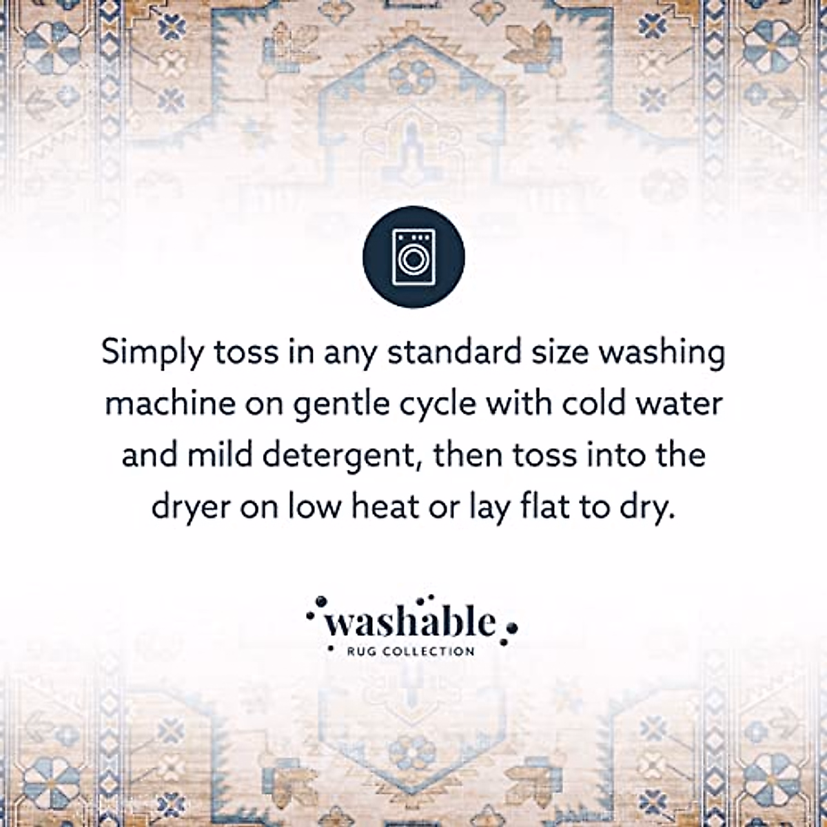 Linon The Anywhere Washable Rug Jones Ivory/Gold 3' X 5' Accent Rug