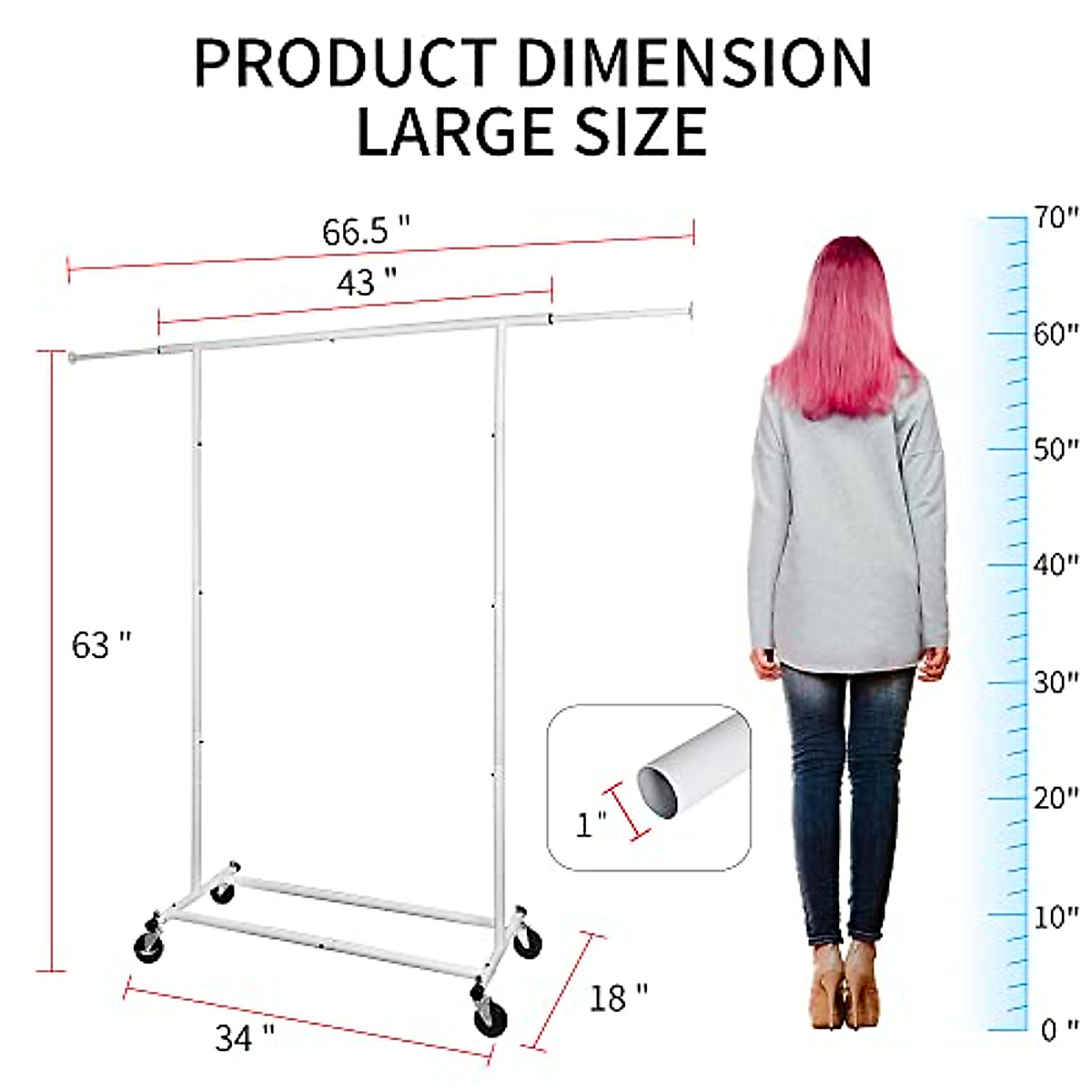 Fishat Heavy Duty Double & Single Rod Garment Rack, Black White