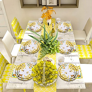 Bee Party Supplies, Bee Plates and Napkins, Bee Party Plates, Cups, Napkins and Cutlery, Bee Party Decorations for Baby Shower, Bee Birthday, Happy Bee Day, Serves 24