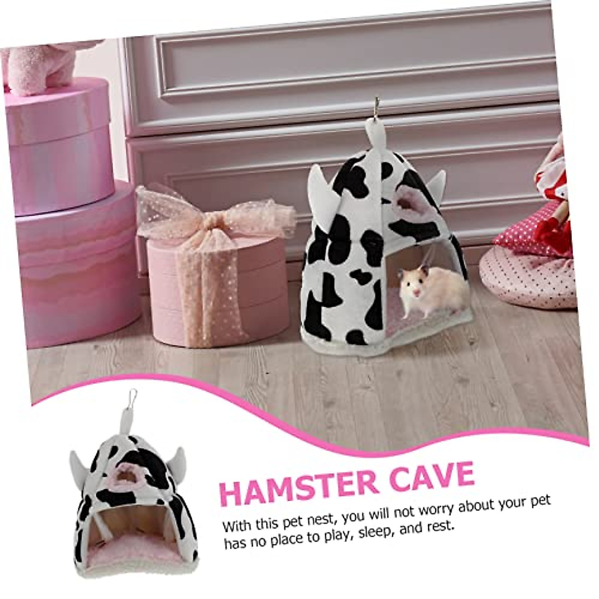 Ipetboom 1pc Nest Burrowing Double- House Home Glider Hut Toy Habitat Cotton Mini Rat Medium Cute Pet Tent Cage Animals Puppies Pattern Sleeping Plush Animal Double-Layer Hedgehog Small