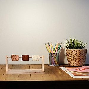 HOBBIESAY 1 Set Ribbon Rack Wood Bobbins Stand Gift Wrapping Ribbon Holder Wire Spool Rack Ribbon Rack Sewing Yarn Storage Organizer Washi Tape Storage Holder for Crafting Supplies