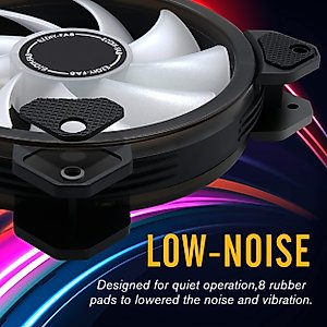 EZDIY-FAB 120mm Computer Case Fan,Motherboard Aura Sync Fan,High Airflow,Speed Adjustable, ARGB Fan with Fan Hub and Remote-5 Pack