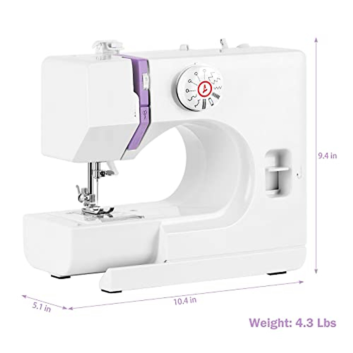 Sewing Machine - Mini Sewing Machine for Beginners and Kids with 12 Built-in Stitches, Portable Sewing Machine with Adjustable 2 Speed and Foot Pedal Control, Perfect for Arts,Crafts & Sewing Projects
