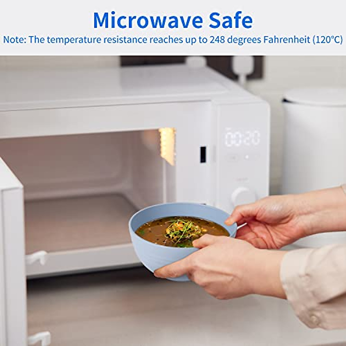 Cainfy Wheat Straw Dinnerware Sets for 4, 12PCS Unbreakable Lightweight Reusable Dinner Plates Camping Bowls Set for Kids, Dishwasher and Microwave Safe