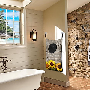 HUISEFOR Sunflower Over The Door Laundry Hamper Hanging Space Saving Clothing Hampers For Laundry Washable Reusable Travel Laundry Bags Wall Mounted Laundry Hamper